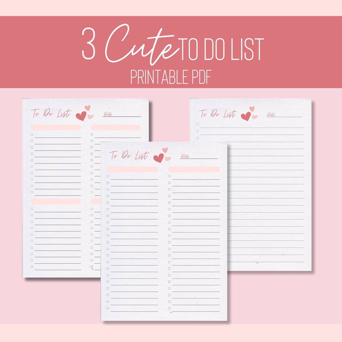 Pink to Do List, Task List, Daily Task List, Simple Check List, Cute ...