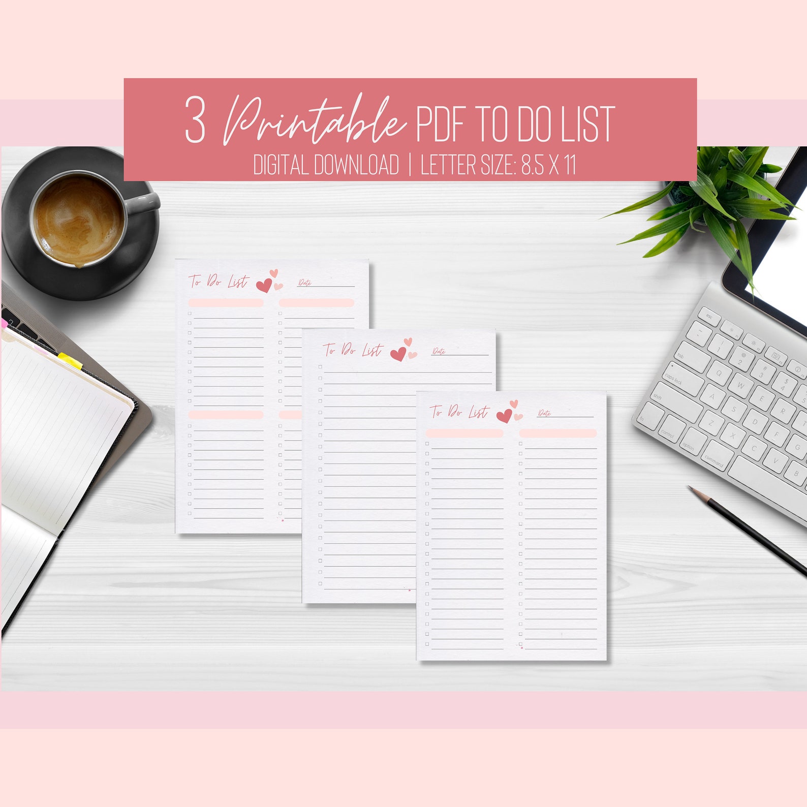 Pink to Do List, Task List, Daily Task List, Simple Check List, Cute ...