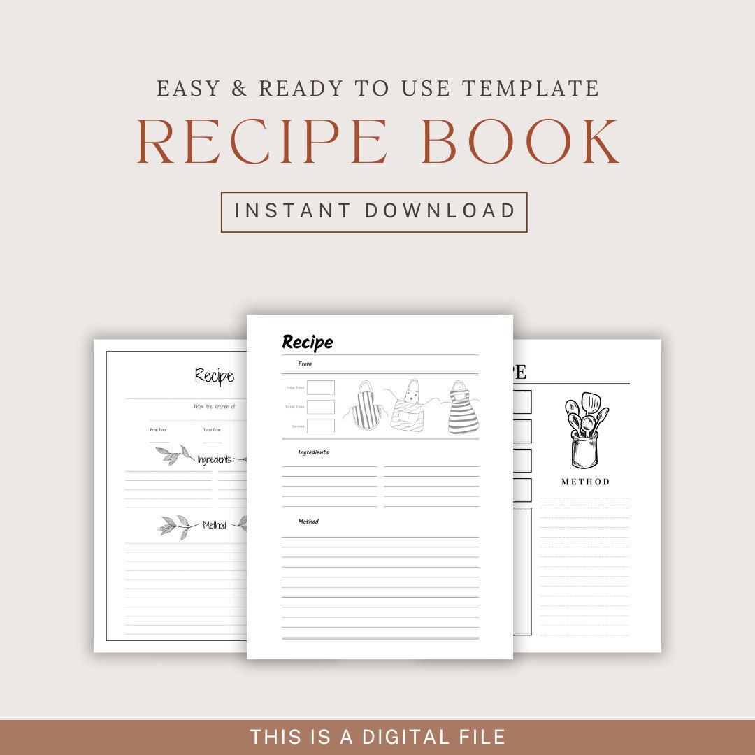 Printable Recipe Book Pages - Etsy
