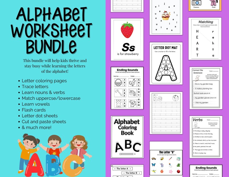 Alphabet Worksheet Bundle - Etsy