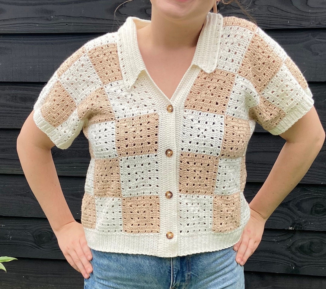 CROCHET PATTERN Mocha Granny Square Button Up - Etsy