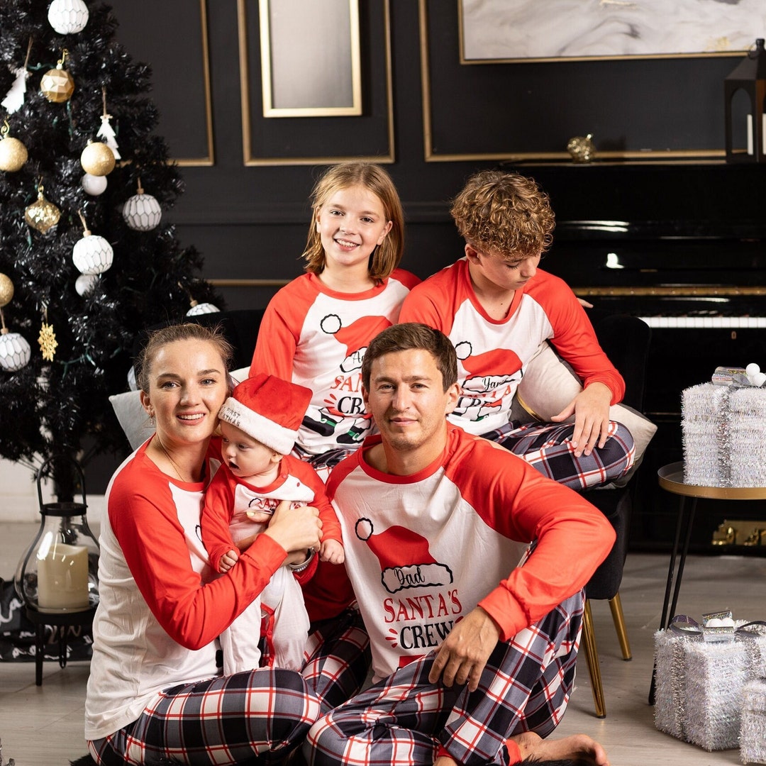 Personalized Family Pajamas Plaid, Xmas Pajamas Set for Family, Santa ...