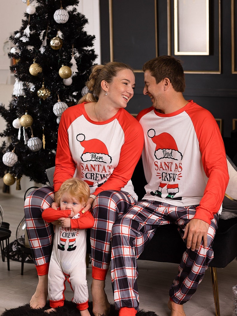 Personalized Family Pajamas Plaid, Xmas Pajamas Set for Family, Santa ...