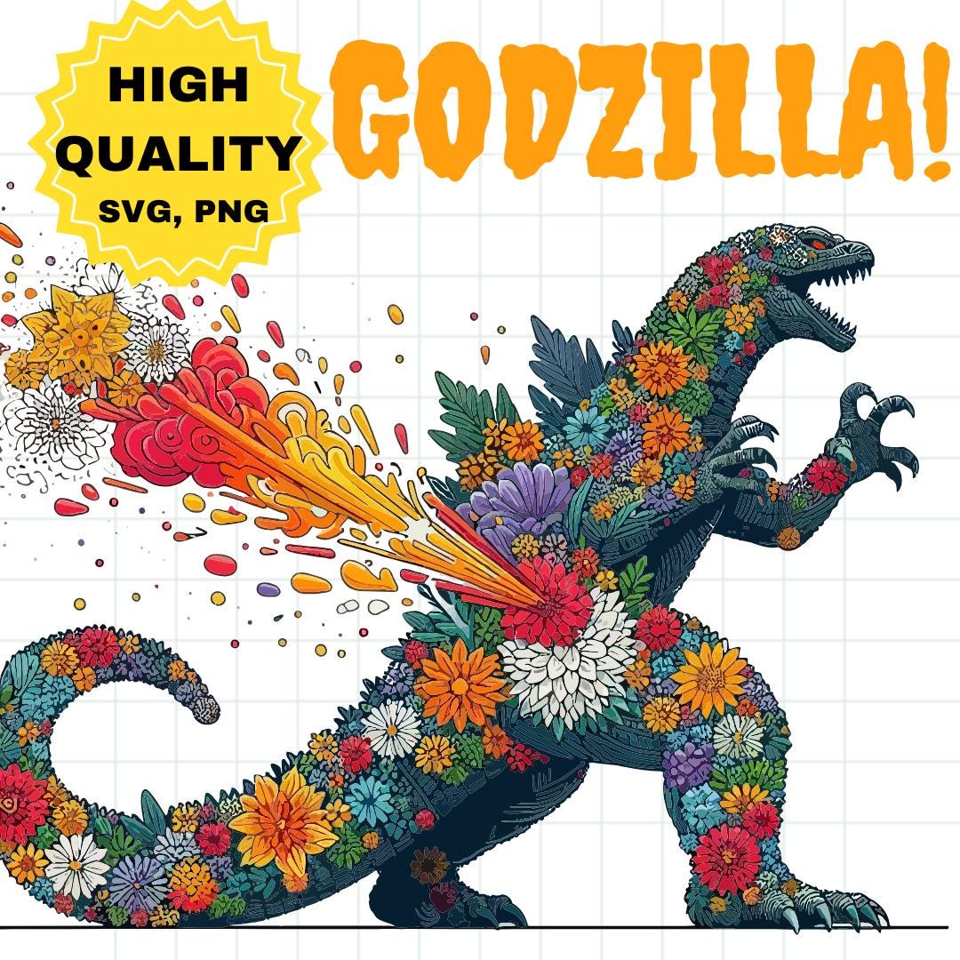 Flower Godzilla SVG I Halloween Godzilla PNG - Etsy