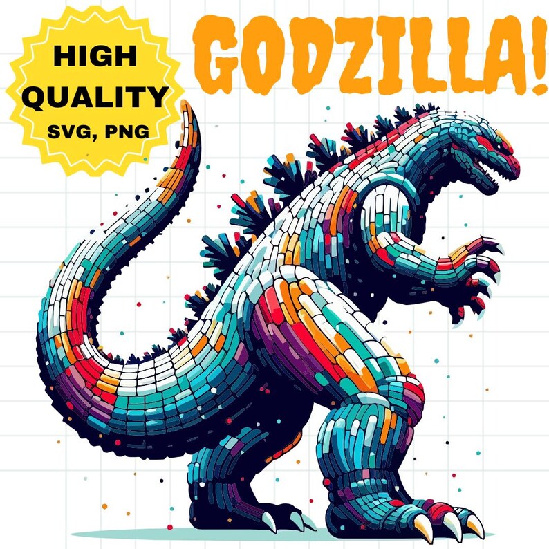 Godzilla Colorful Flower SVG I Halloween Godzilla PNG - Etsy