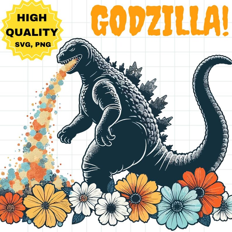 Colorful Flowers Godzilla SVG I Halloween Godzilla PNG - Etsy