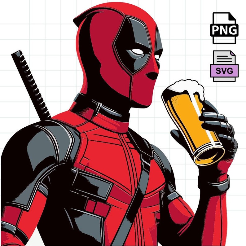 Deadpool Drinking Beer SVG I Deadpool Vector I Deadpool Halloween - Etsy