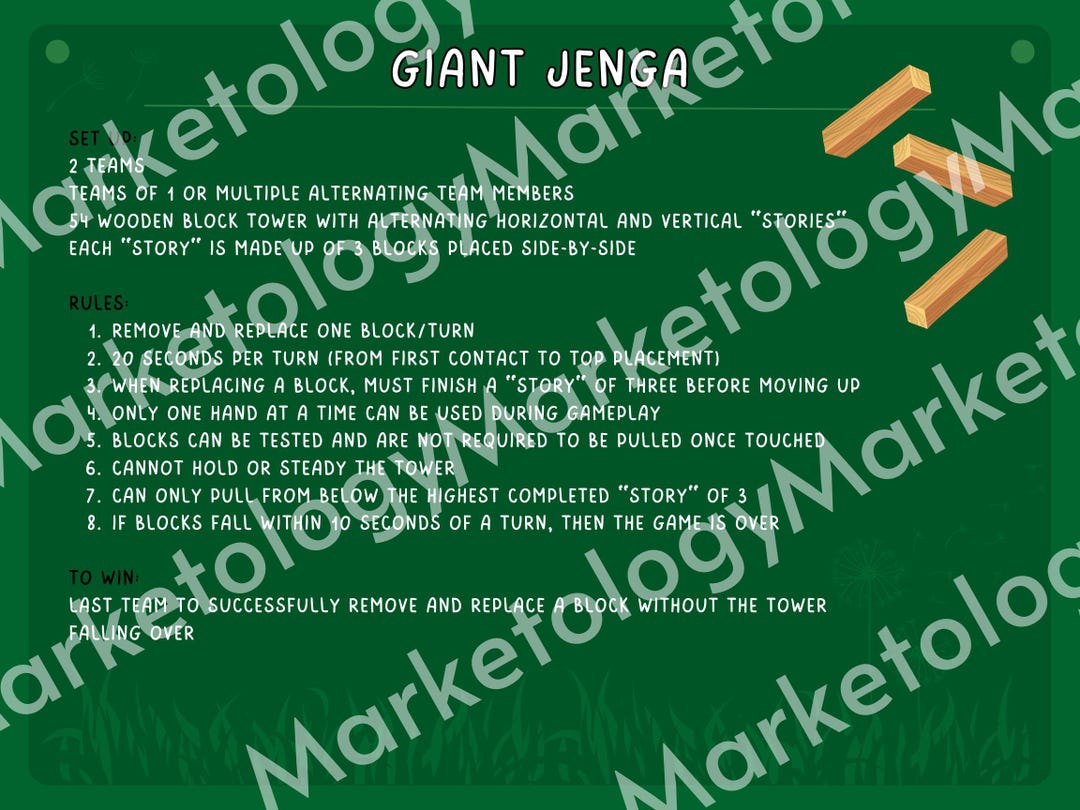 Giant Jenga - Game Play Instructions - Etsy
