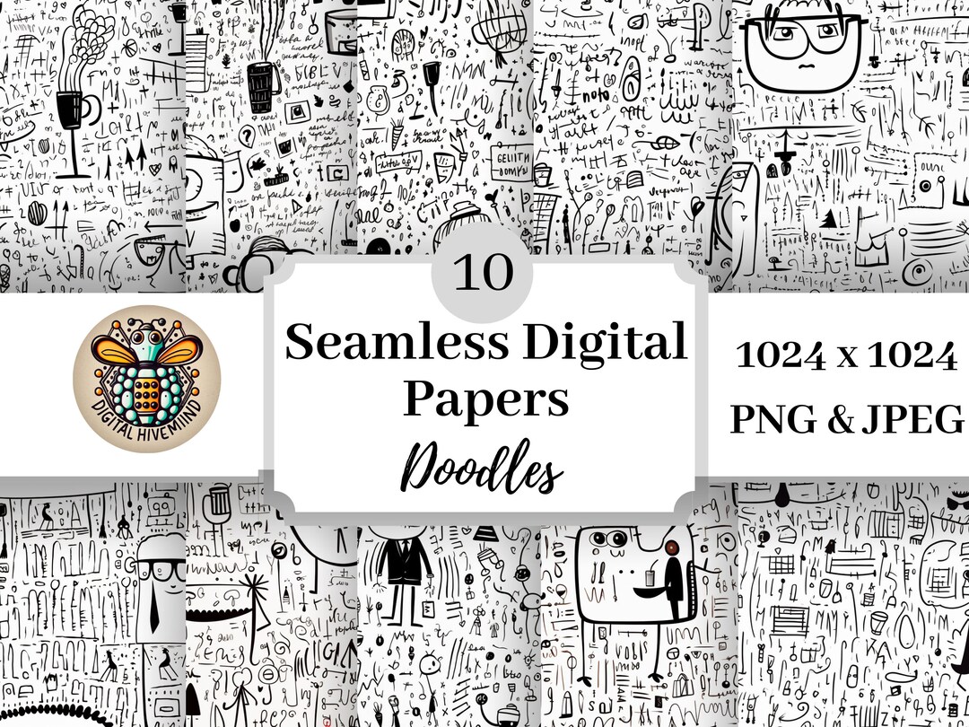 Black and White Doodles Digital Pack Doodle Wallpaper - Etsy