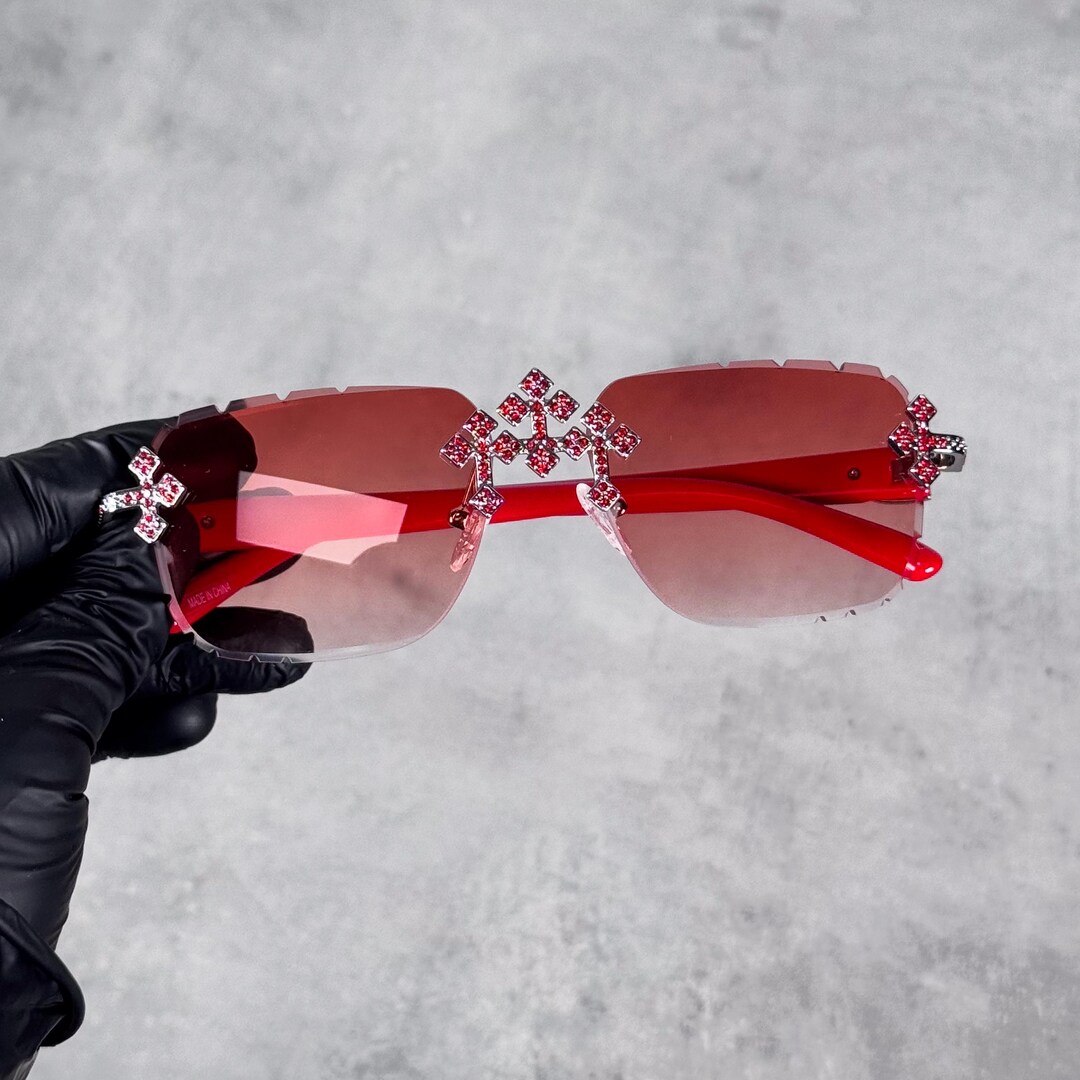 Chrome Inspired Triple Cross Sunglasses Trendy Red Shades - Etsy