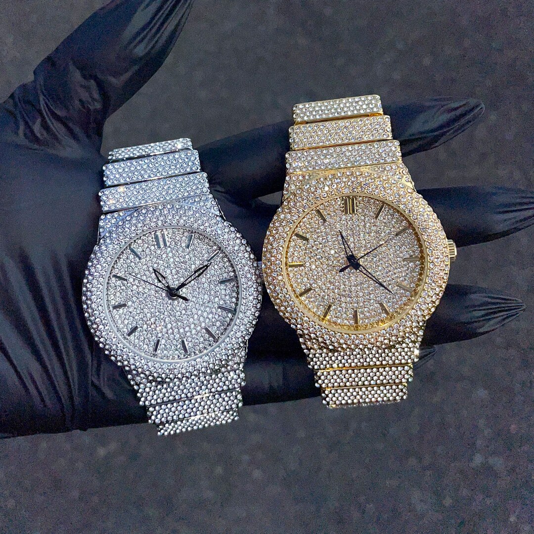 Men's 46mm Luxury Diamond Watch: End-to-end Fully Iced Out With ...