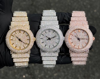 Men's 46mm Luxury Diamond Watch: End-to-end Fully Iced Out With ...