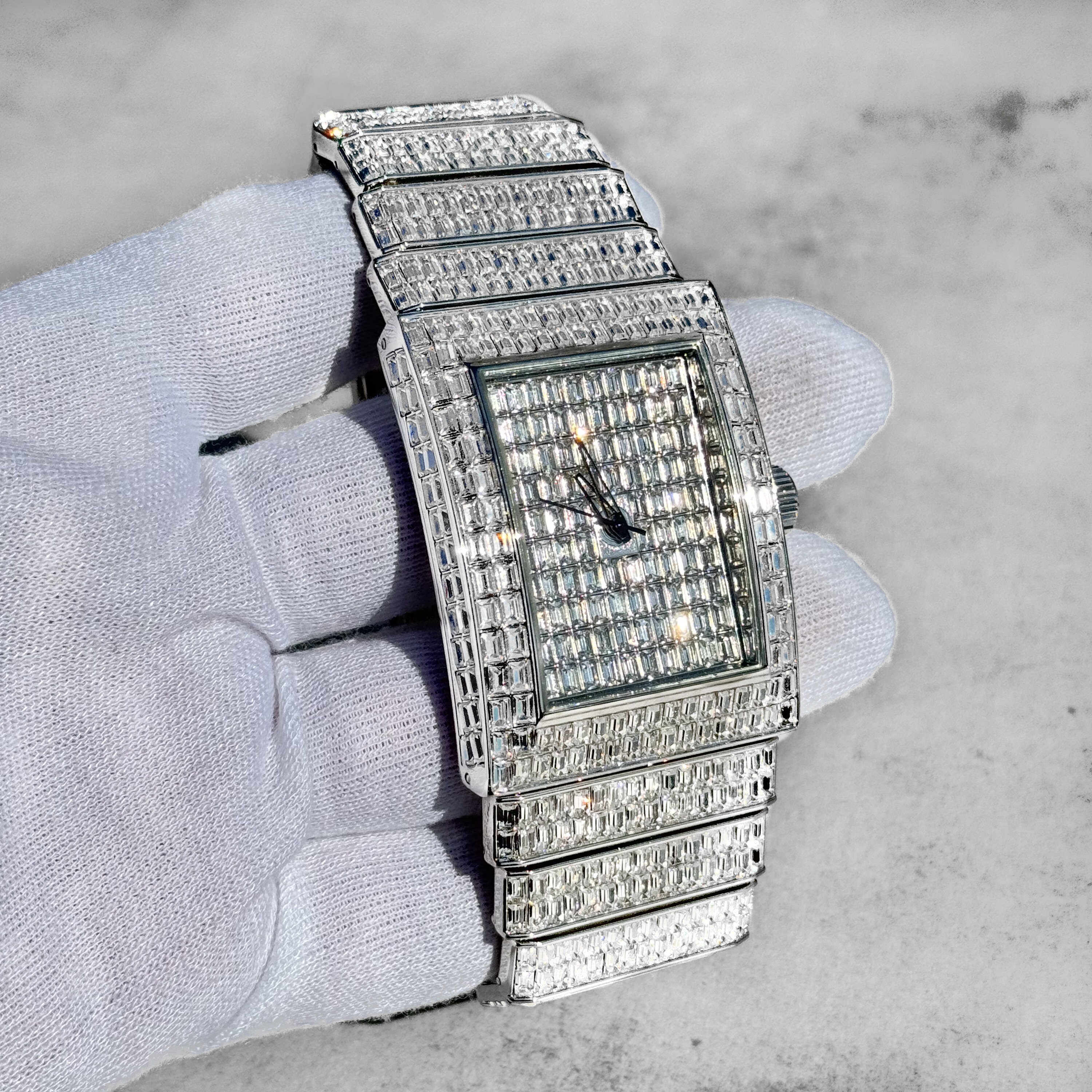Men's Fully Iced Out Diamond Watch 40mm iced Baguette Dial and Band ...