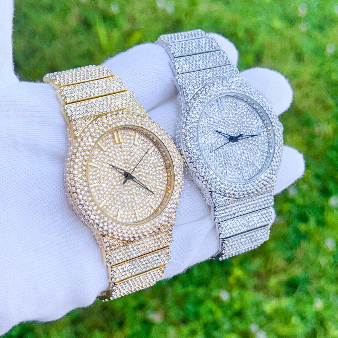 Men's 46mm Luxury Diamond Watch: End-to-end Fully Iced Out With ...