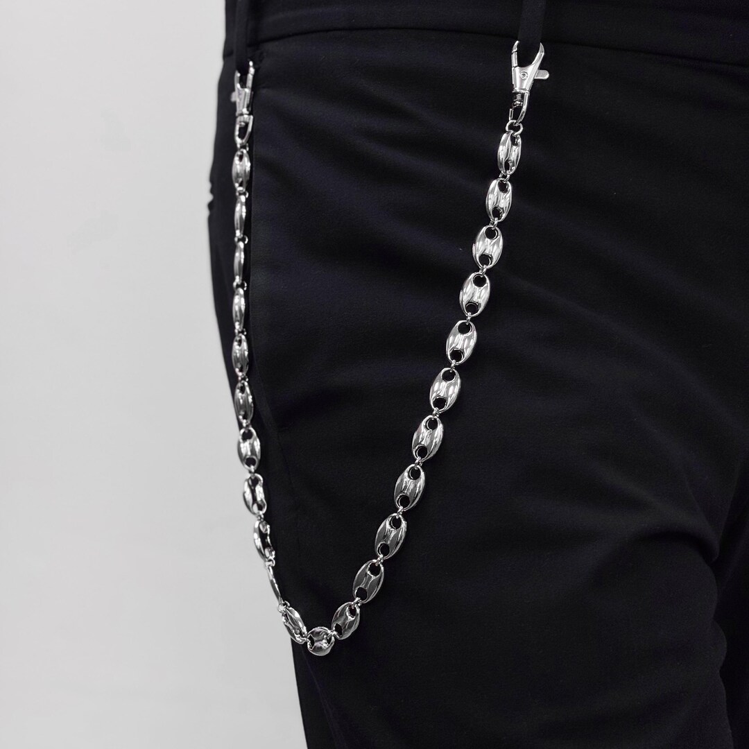 Men's Silver 13mm Mariner Link Pant Chain Stylish Accessory for Jeans ...
