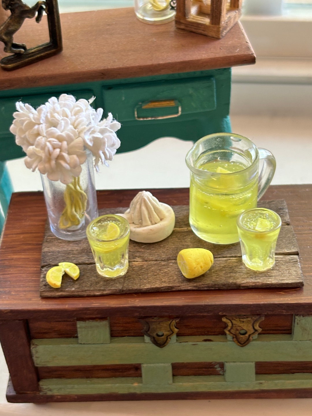 1:12 Scale Miniature Lemonade Scene, Mini Lemons, Miniature Pitcher ...