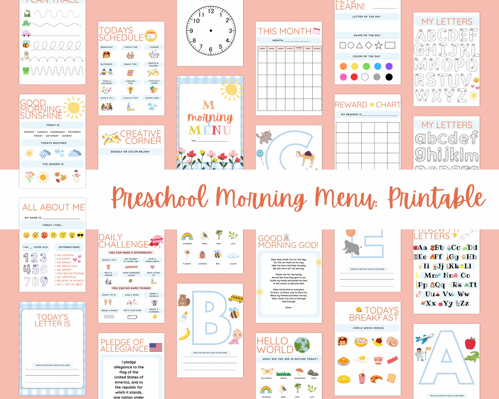 Preschool Morning Menu Printable, Homeschool Preschool, Preschool ...