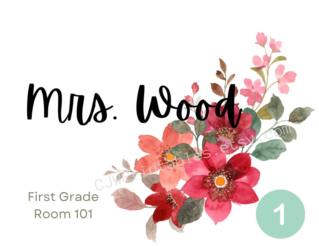 Personalized Laminated Floral Name Sign - Etsy