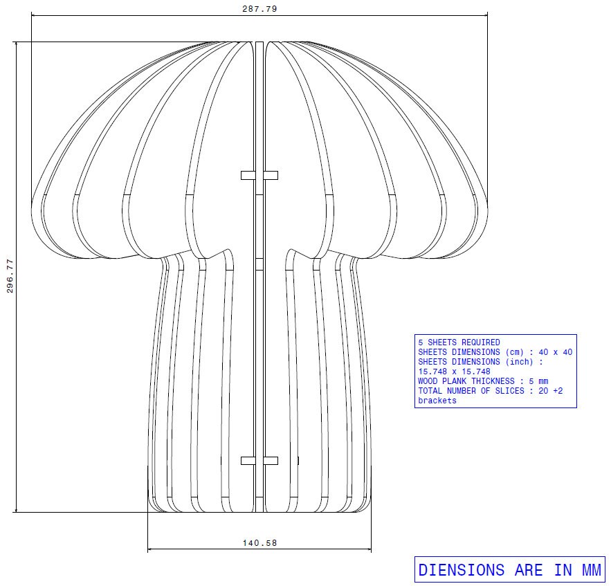 Parametric Mushroom - Minimalist Art Decor - Laser and CNC Cut Files ...