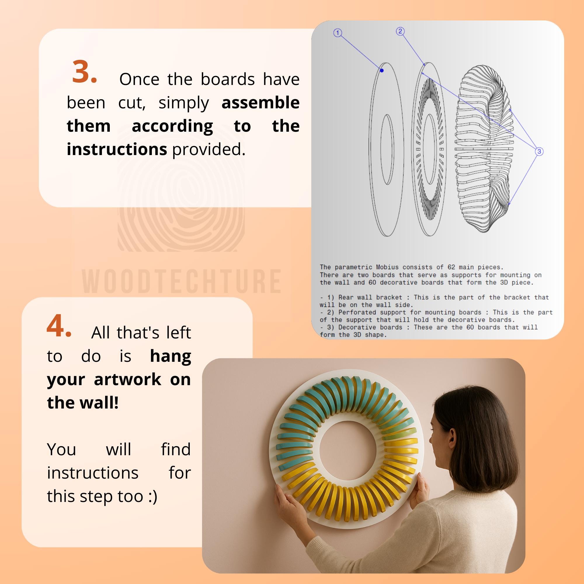 Parametric Wavy Mobius - 16 of 16 Serie - Wall Decoration Manufacturing Plans for CNC and Laser ...