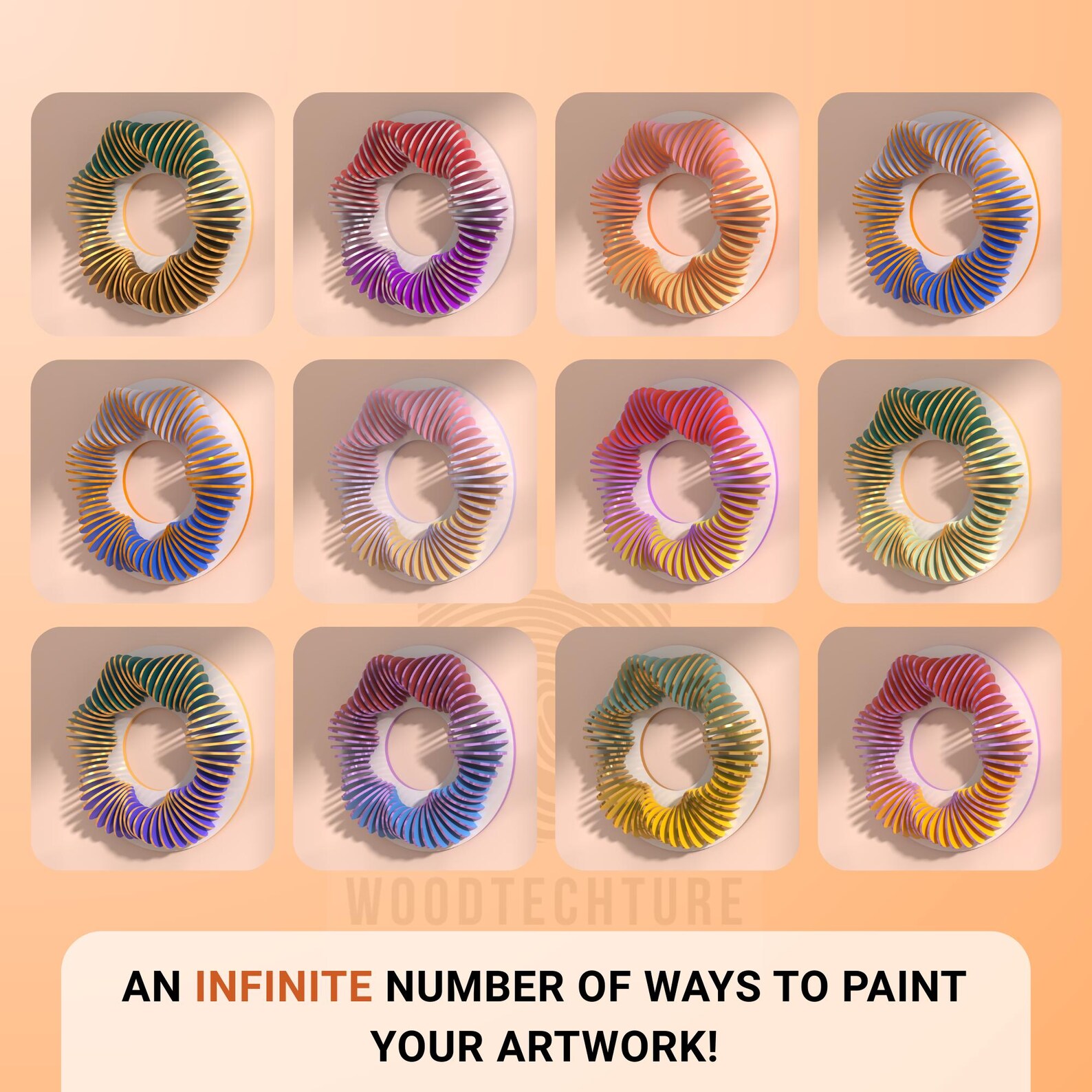 Parametric Wavy Mobius - 16 of 16 Serie - Wall Decoration Manufacturing Plans for CNC and Laser ...