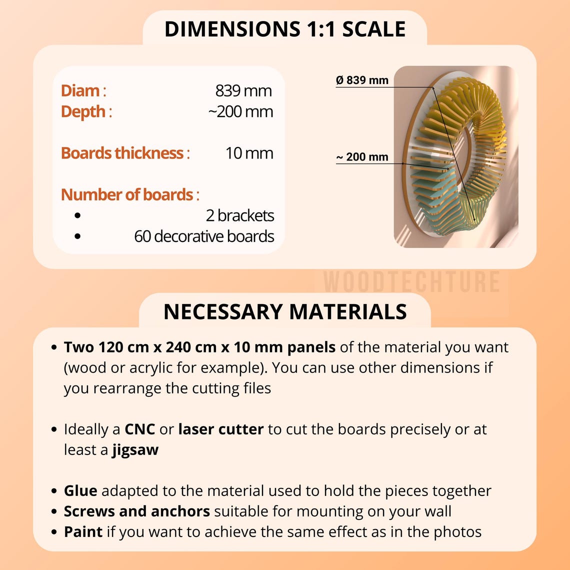 Parametric Wavy Mobius - 16 of 16 Serie - Wall Decoration Manufacturing Plans for CNC and Laser ...