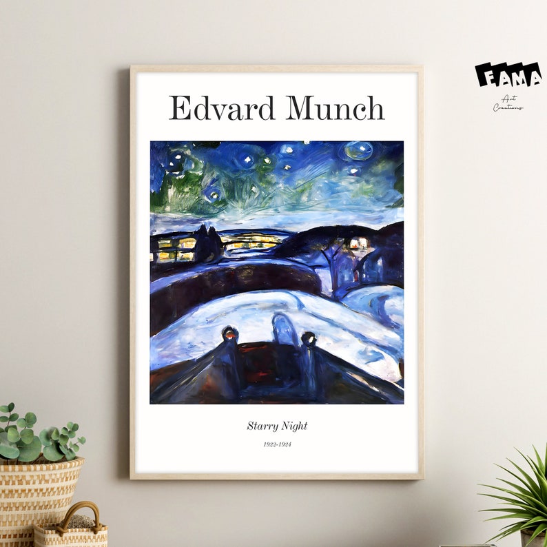 Edvard Munch, Starry Night, 1922-1924, Munch Wall Poster, Expressionism ... Edvard Munch, Starry Night, 1922-1924, Munch Wall Poster, Expressionism ...