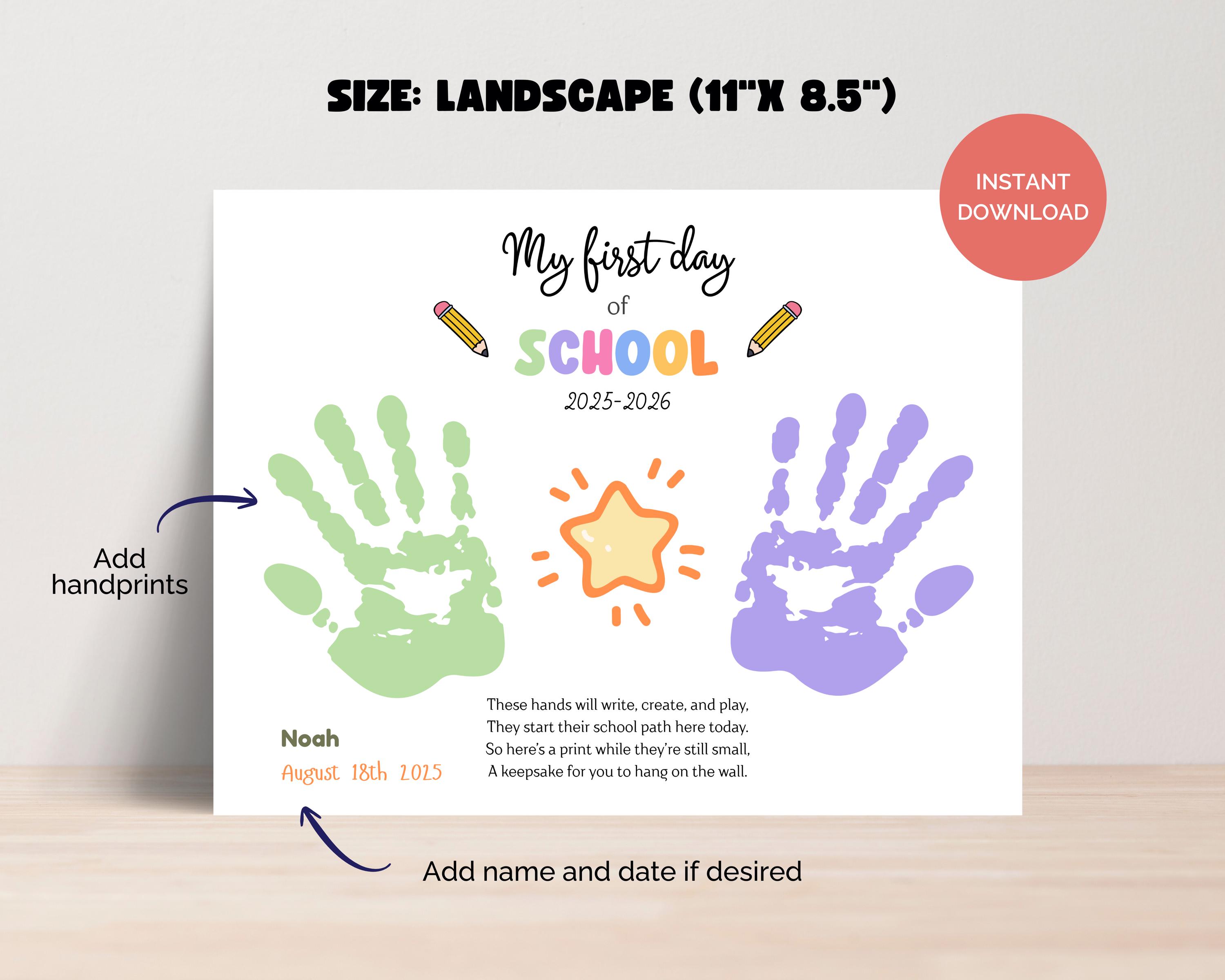 First Day of School Handprint Craft, Back to School Poem, 1st Day of ...