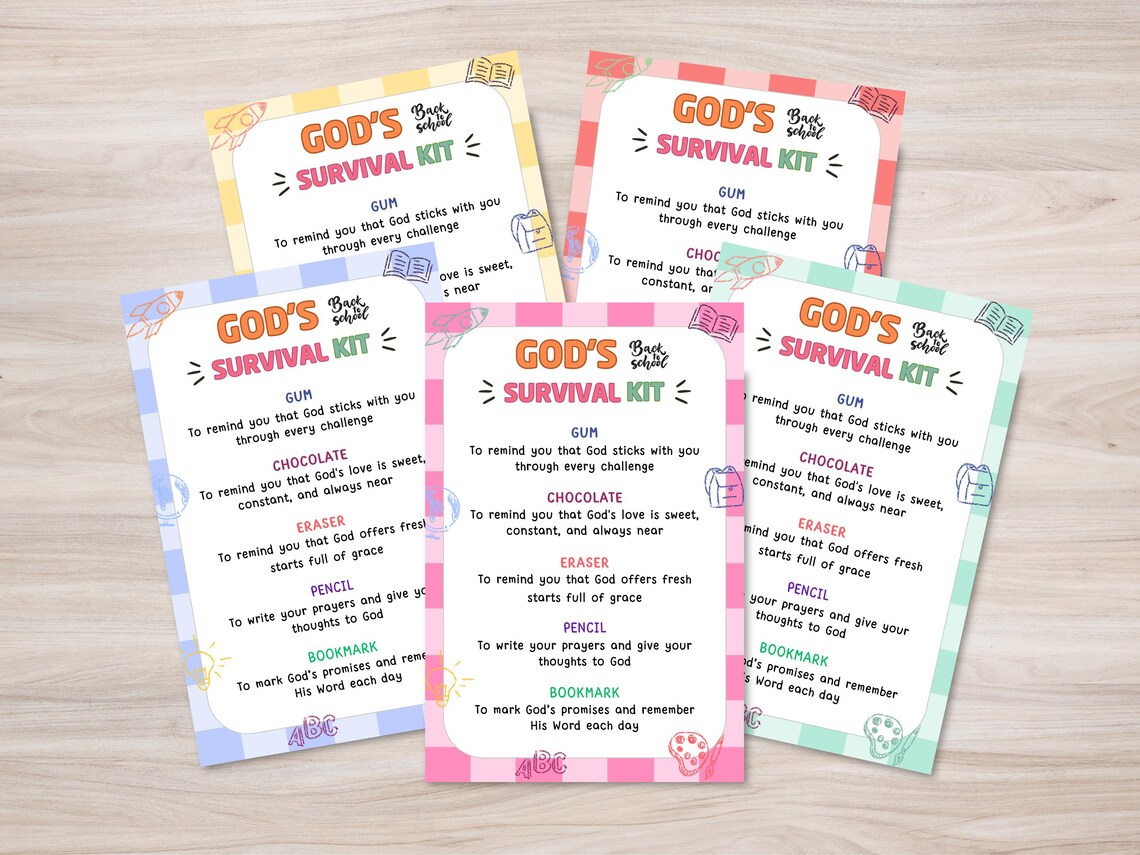 Gods Back to School Survival Kit, God Christian Survival Kit, Printable ...