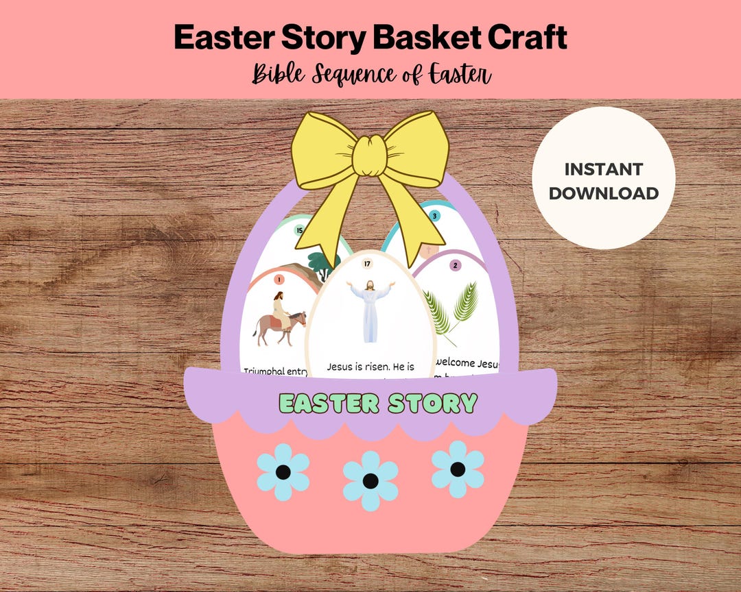 Easter Story Basket Printable, Christian Easter Craft for Kids, Bible ...