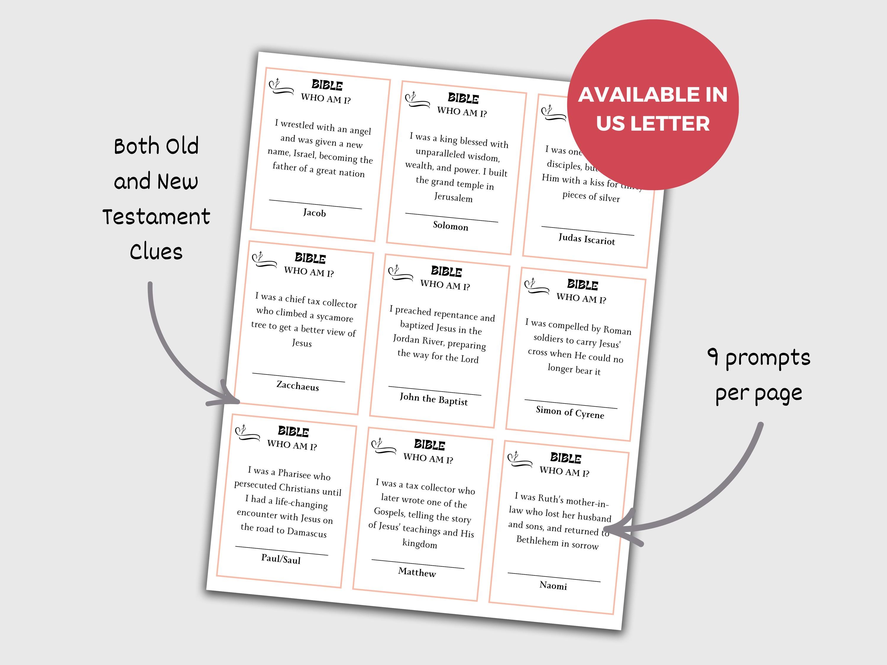 Who Am I? Bible Game – Printable Christian Trivia, Bible Characters ...