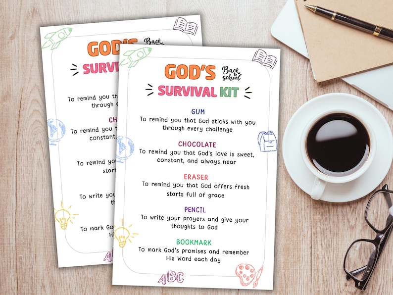 Gods Back to School Survival Kit, God Christian Survival Kit, Printable ...