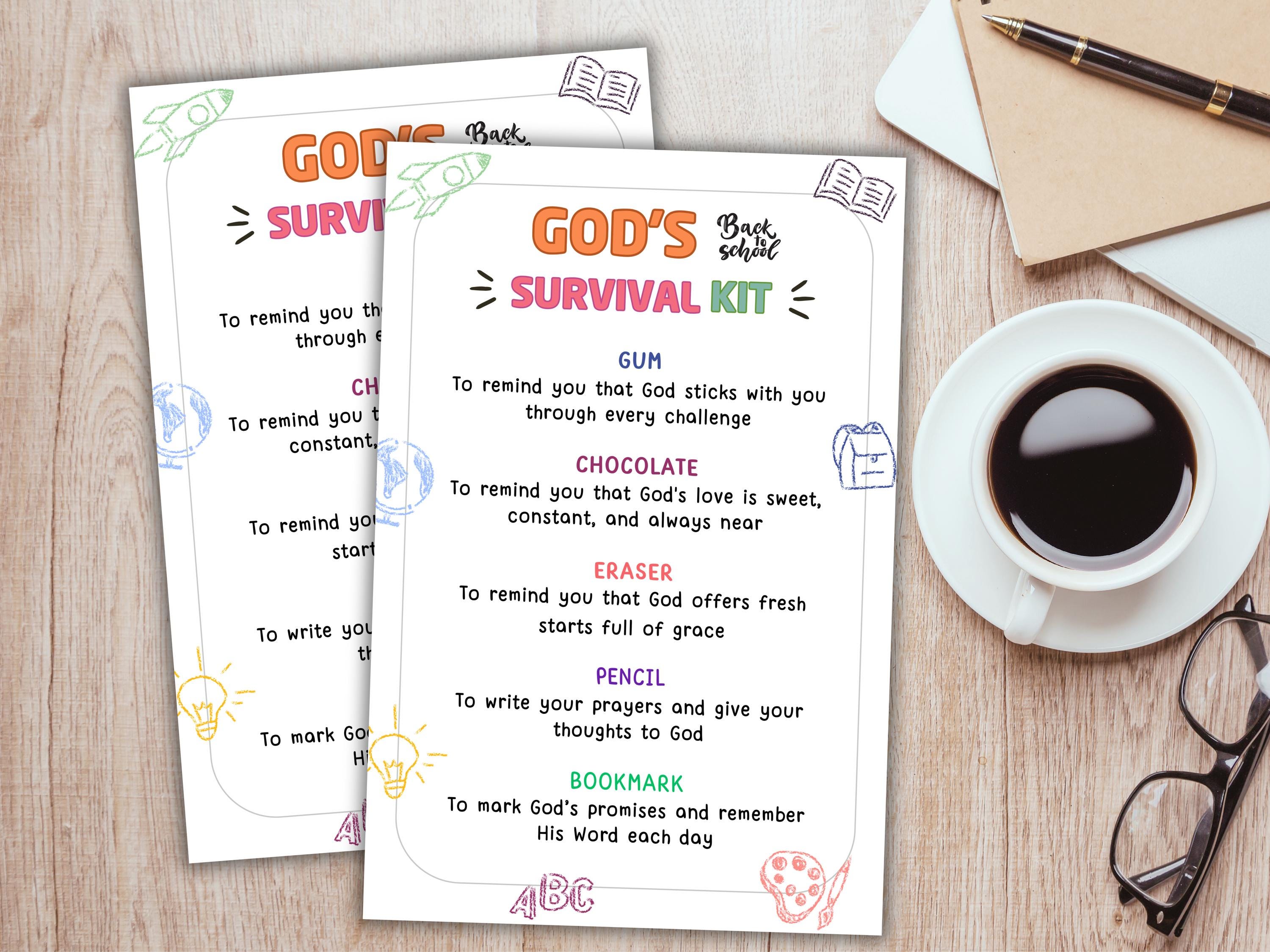Gods Back to School Survival Kit, God Christian Survival Kit, Printable ...