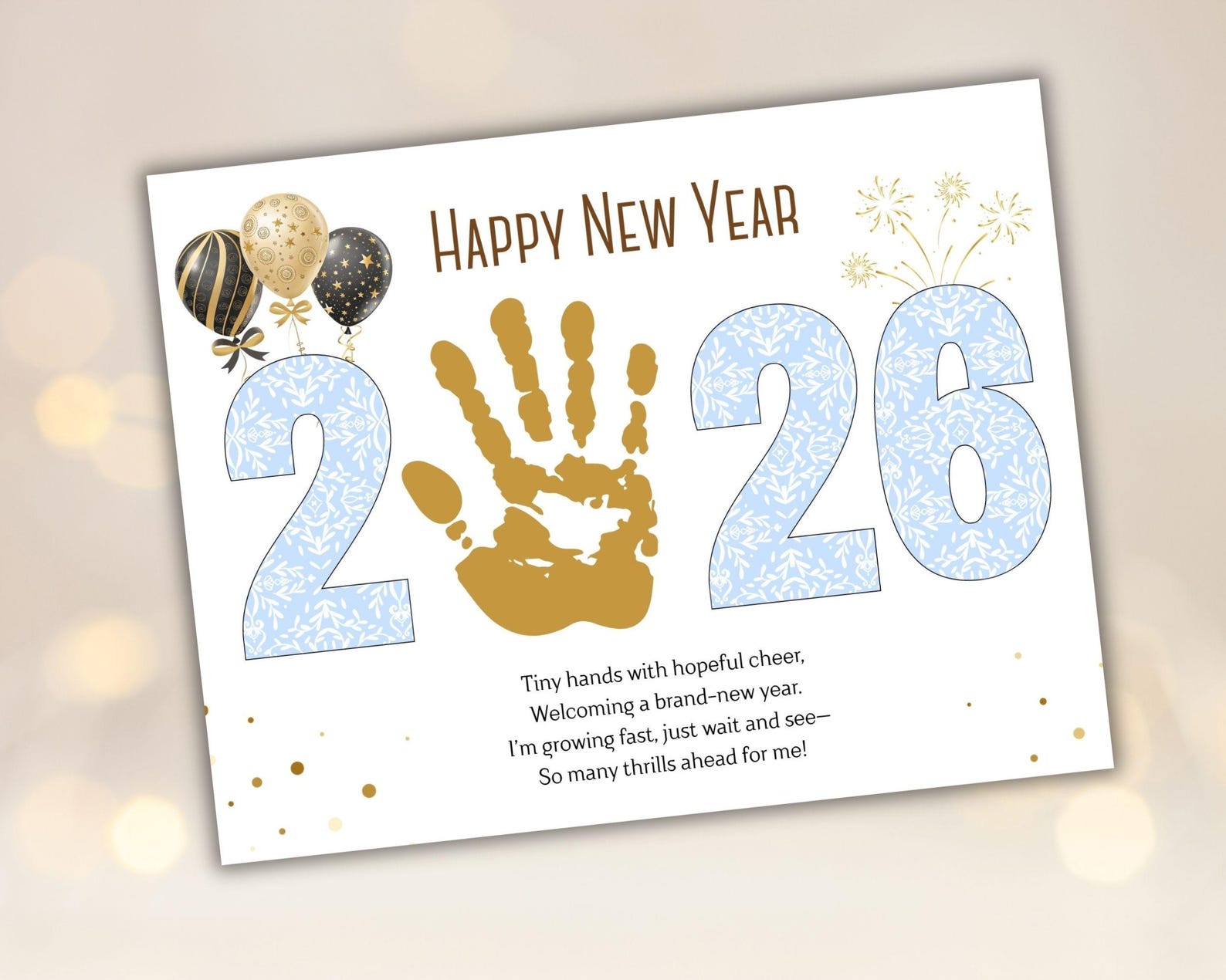 2026 New Year Handprint Keepsake, printable Handprint Poem, New Years ...