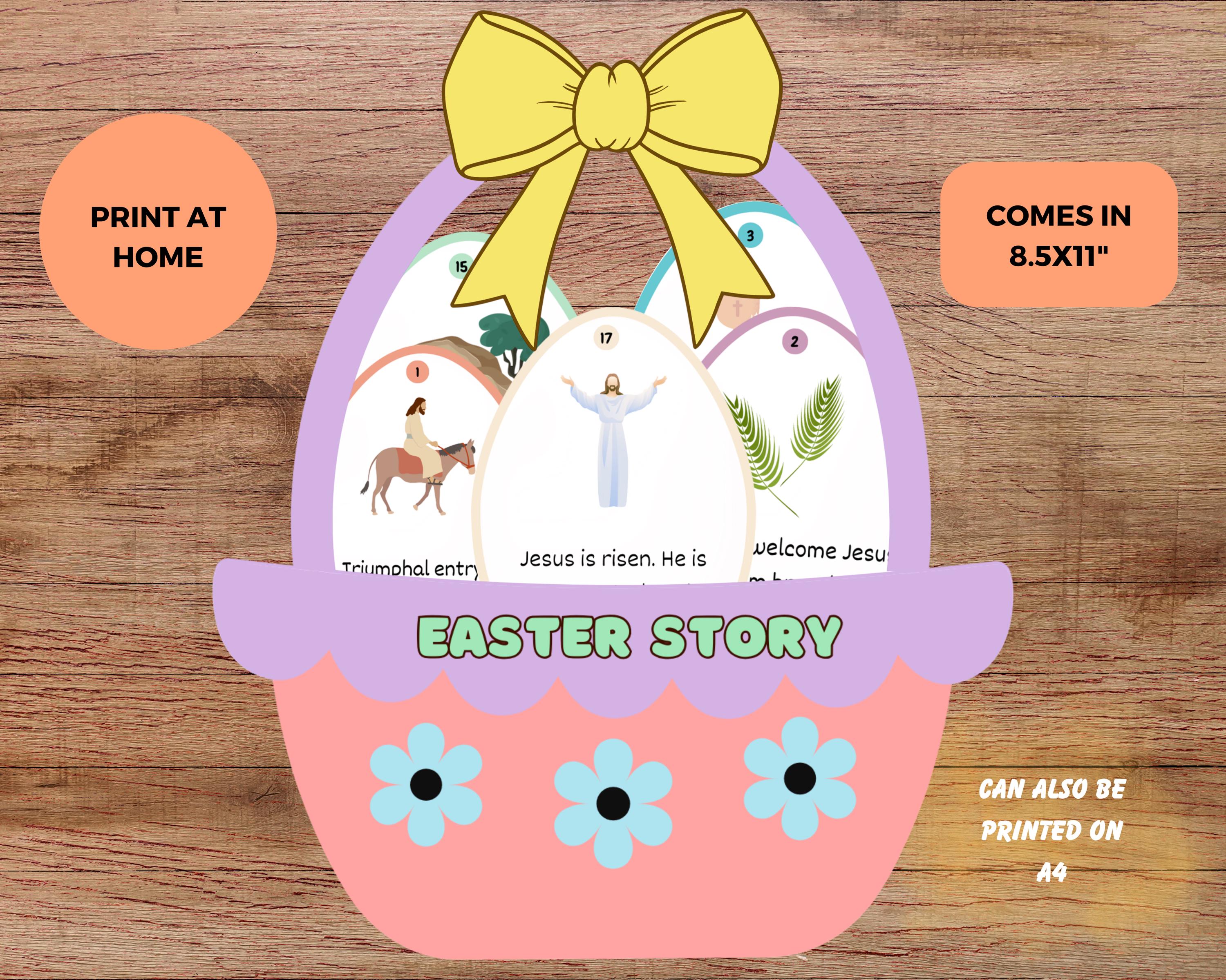 Easter Story Basket Printable, Christian Easter Craft for Kids, Bible ...