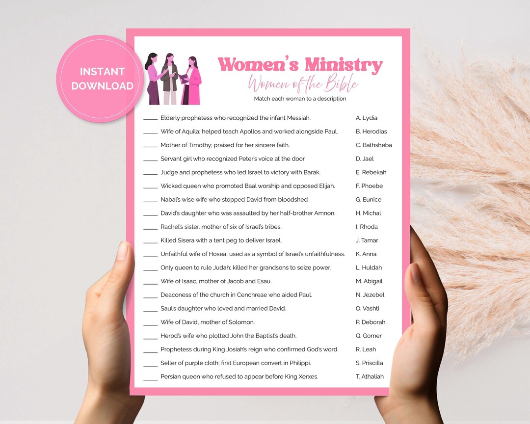 Bible Who Am I Trivia Game, Women of the Bible Match Up, Printable Game ...