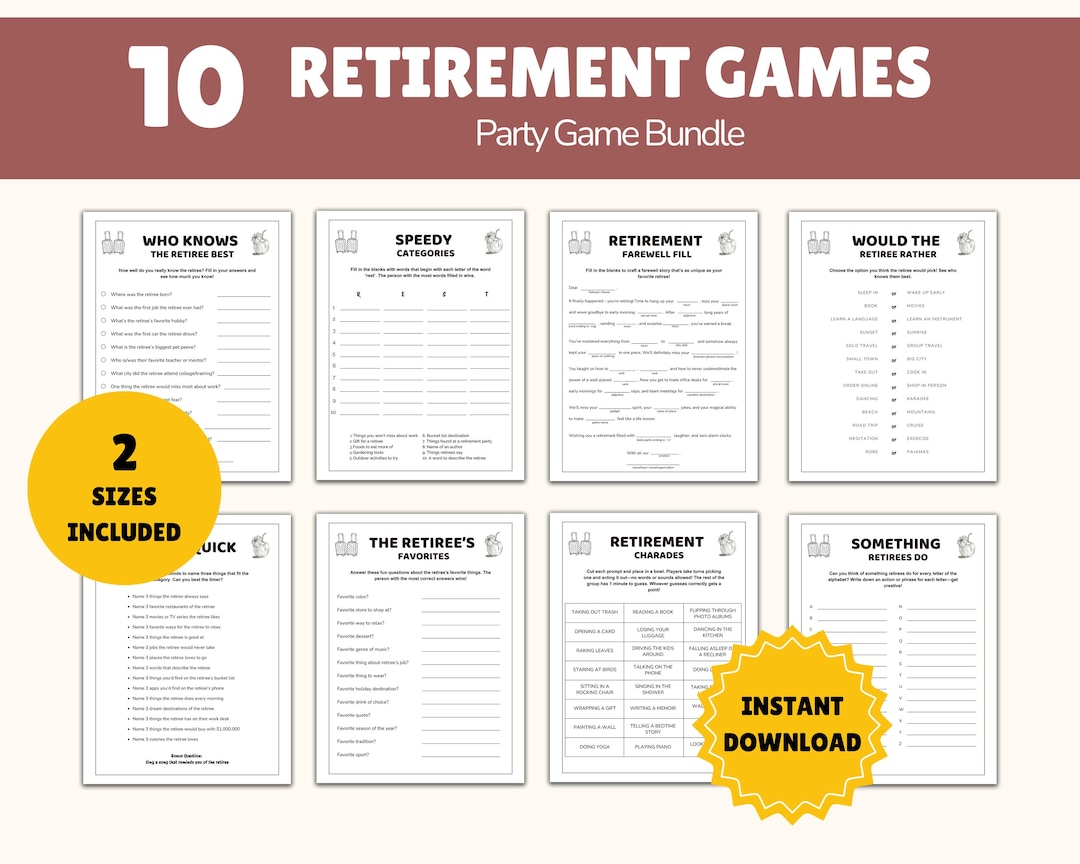 Retirement Party Games Printable, Work Retirement Party Icebreakers ...