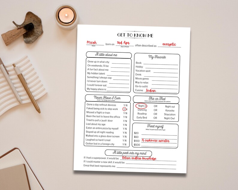 Get to Know Your Staff Questionnaire Printable, Instant Download Team ...