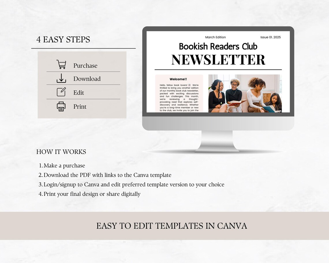 12 Months Editable Church Newsletter Template, Canva Monthly Newsletter ...