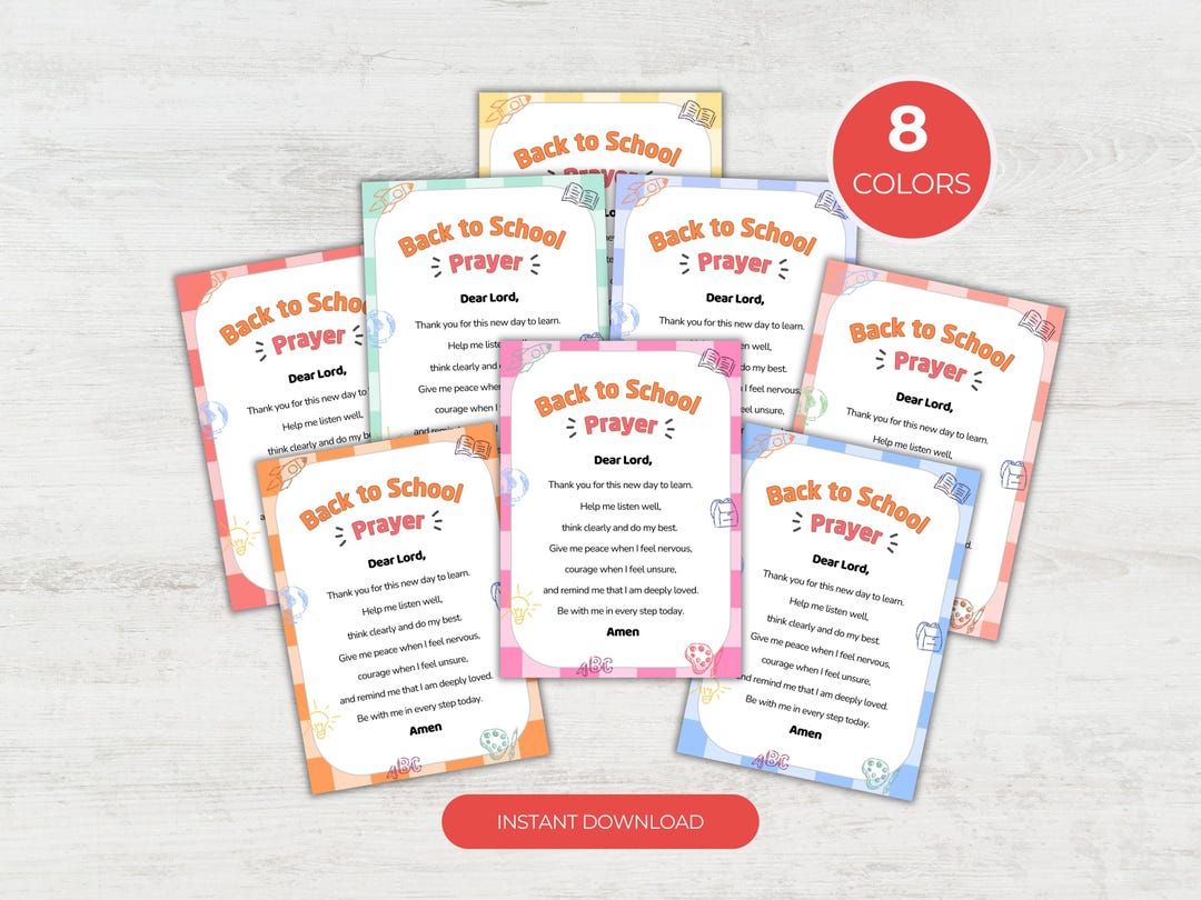 Printable First Day of School Prayer Tag, Back to School Prayer Gift ...