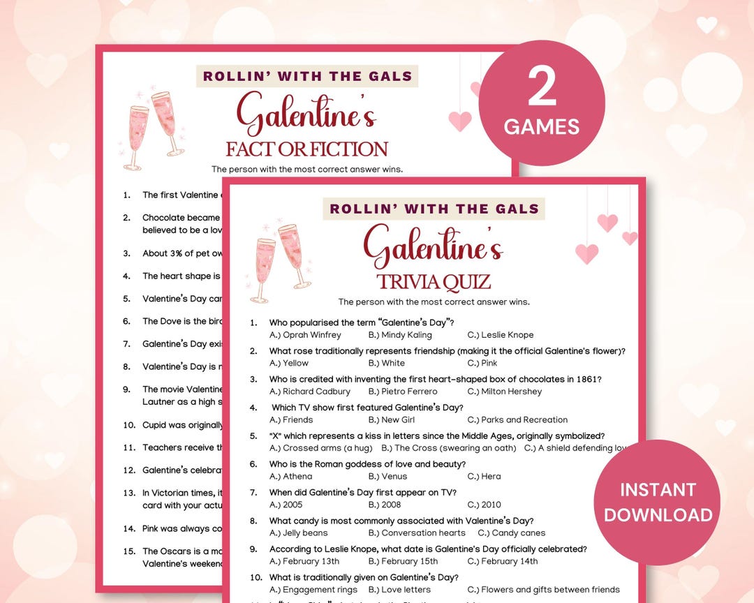 Galentines Trivia Game, Quiz Questions for Valentines Day Party Games ...