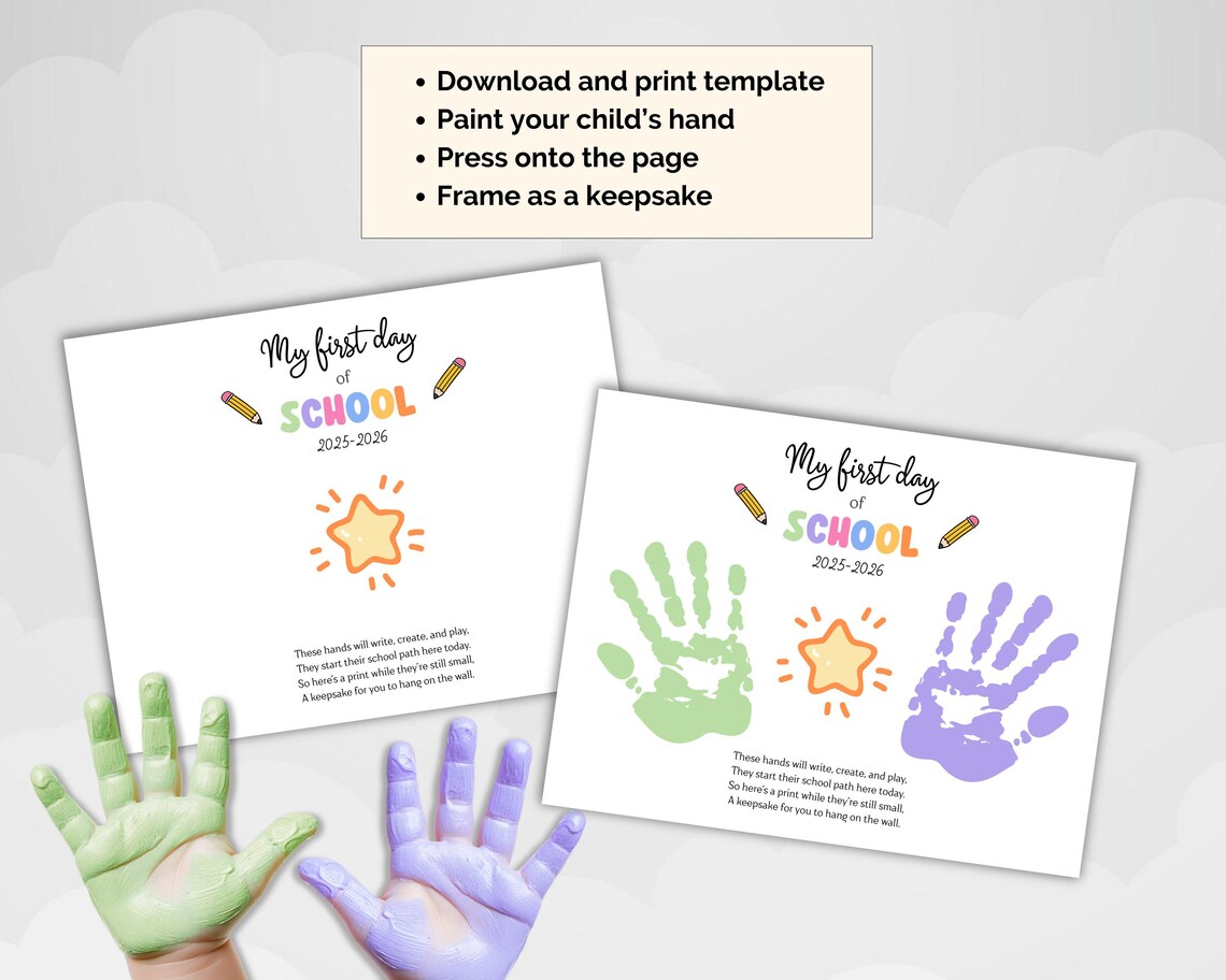 First Day of School Handprint Craft, Back to School Poem, 1st Day of ...