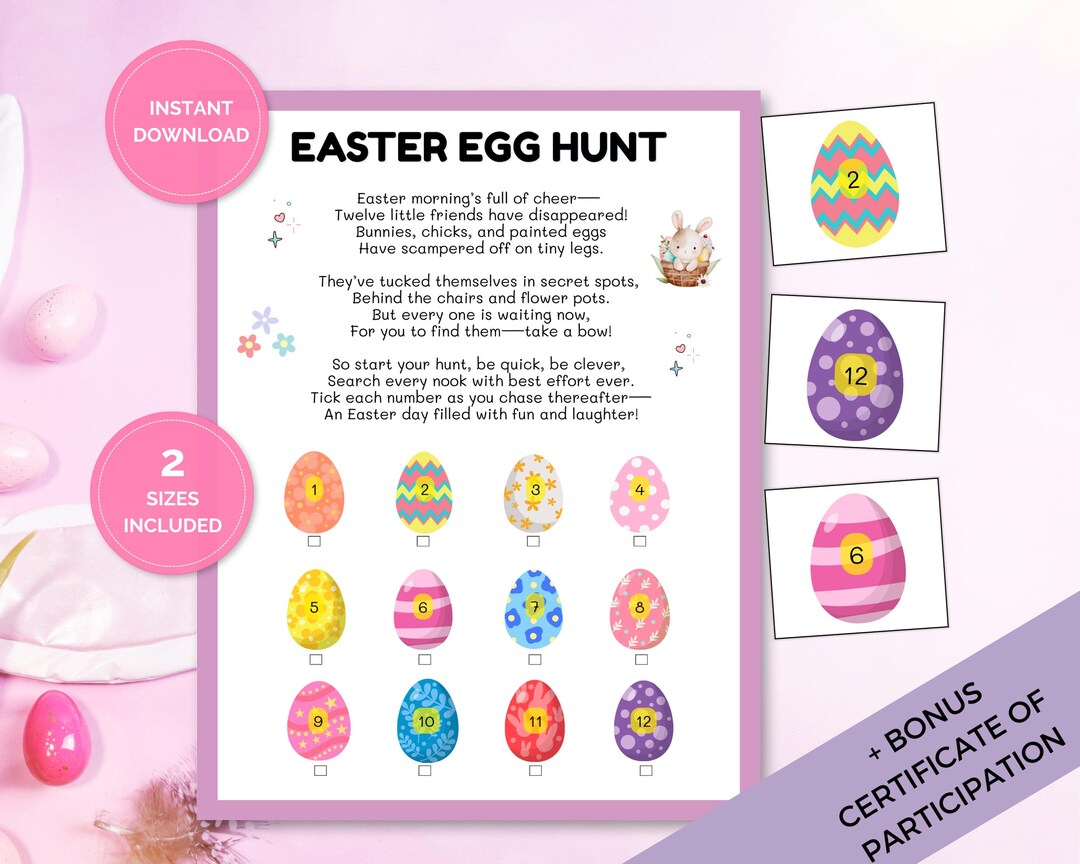 Easter Scavenger Hunt, Easter Egg Hunt Game Printable, Basket Treasure ...