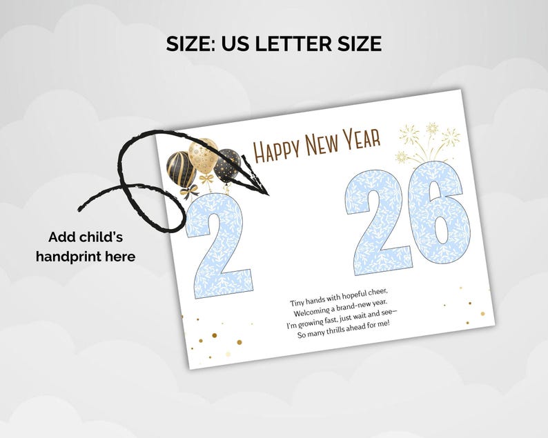 2026 New Year Handprint Keepsake, printable Handprint Poem, New Years ...