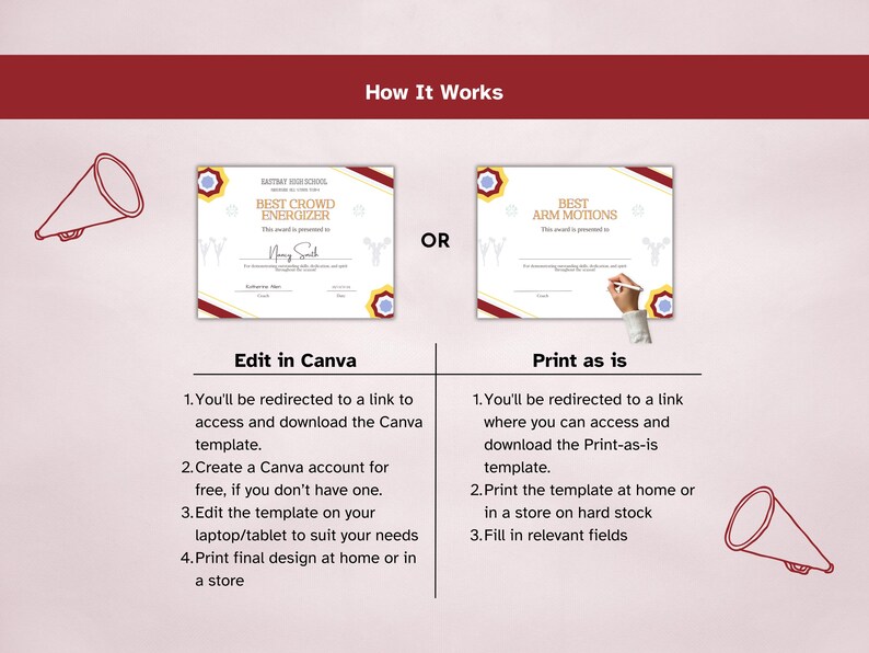 Editable Cheerleading Awards Template, Ready to Print Cheer Certificate ...