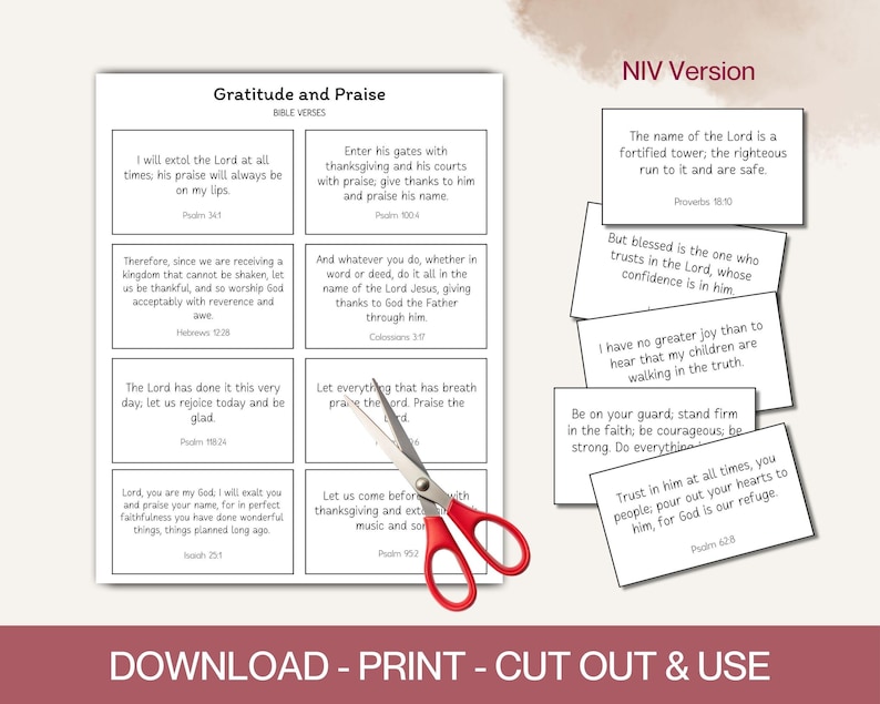 Printable NIV Bible Verse Cards: Scripture Memory & Prayer (digital ...