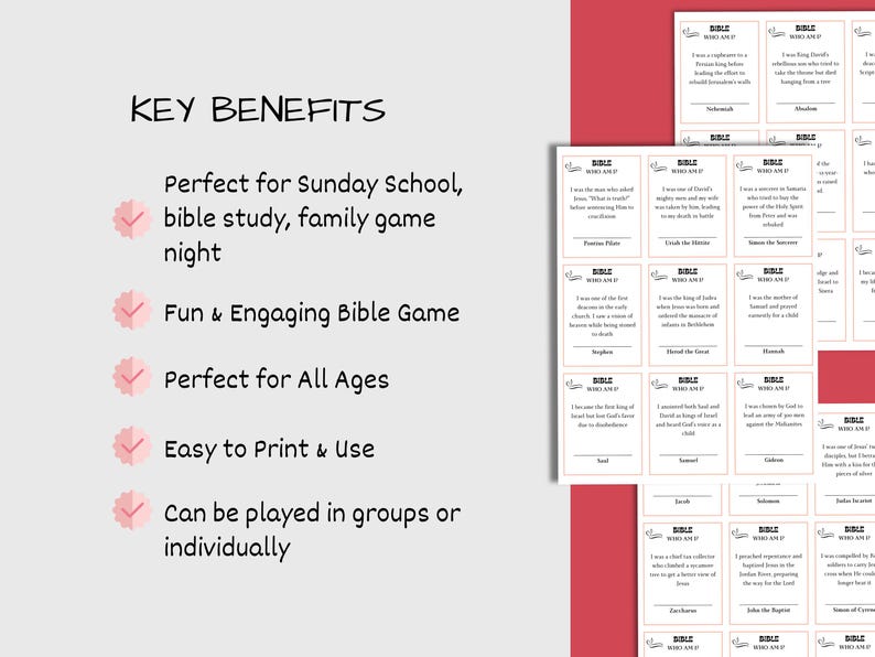 Who Am I? Bible Game – Printable Christian Trivia, Bible Characters ...