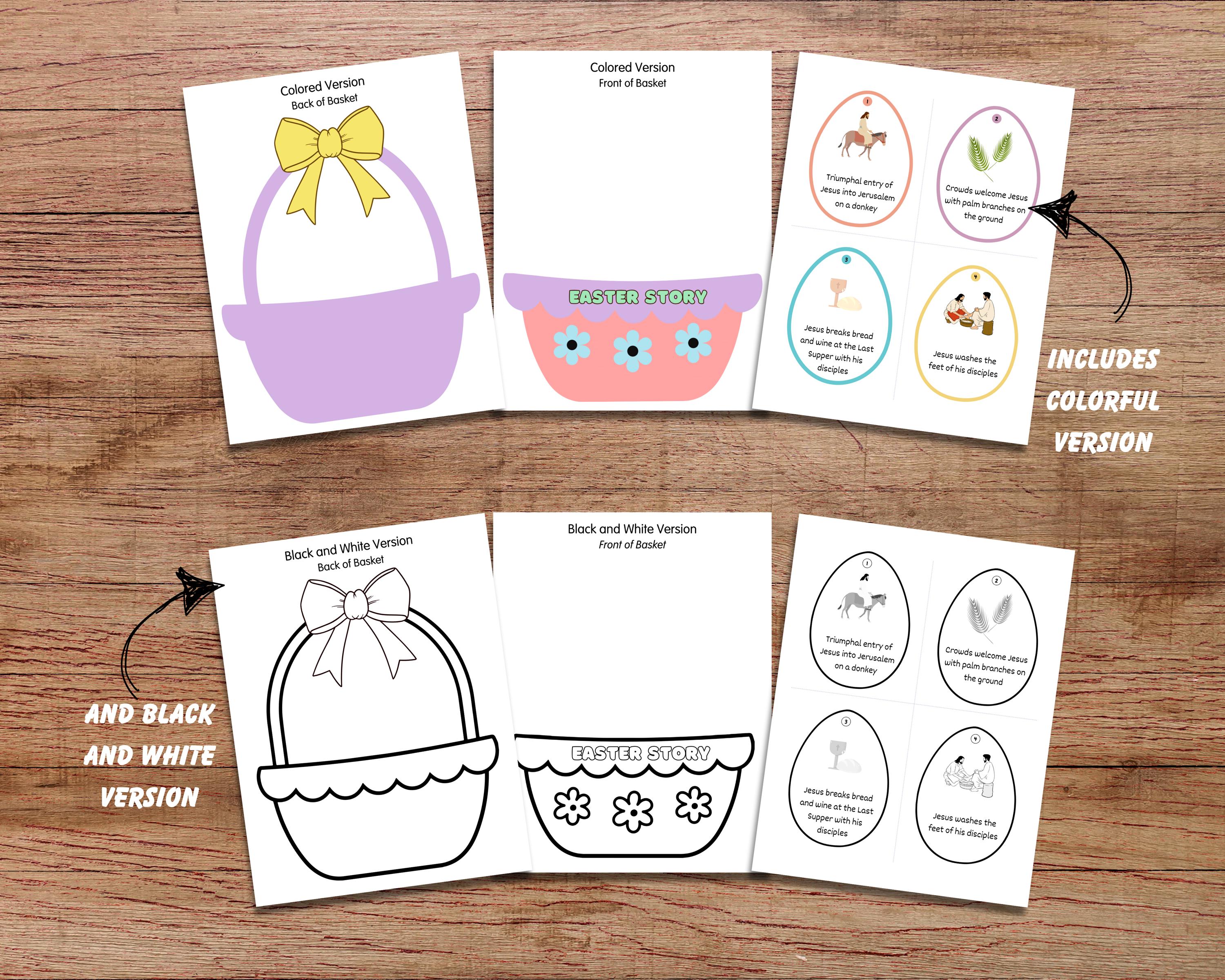 Easter Story Basket Printable, Christian Easter Craft for Kids, Bible ...