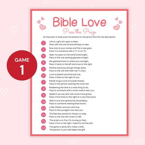 Bible Love Pass the Prize Game, Valentine Left Right Game, Christian ...