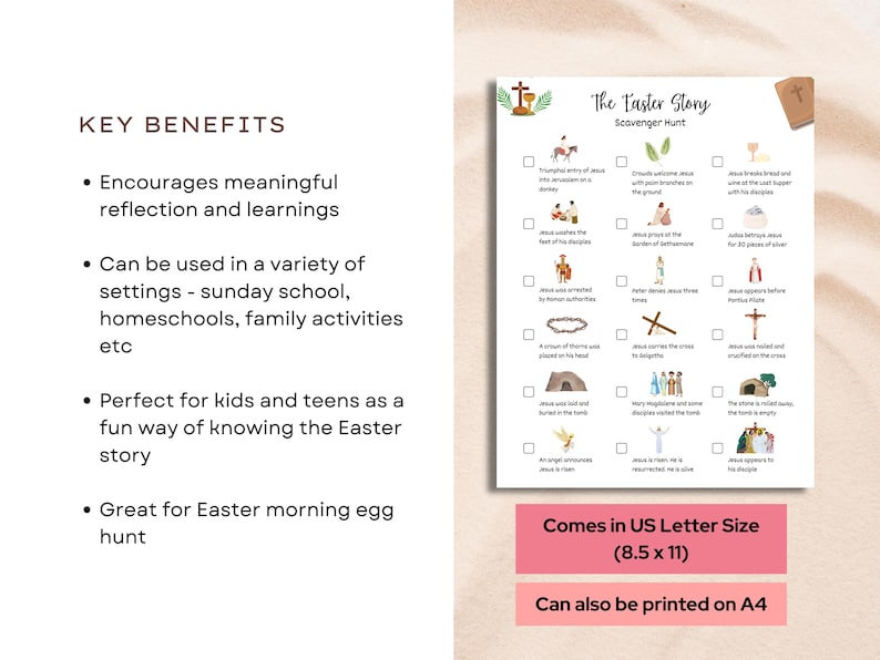 The Easter Story Scavenger Hunt, Christian Holy Week Easter Egg Hunt ...